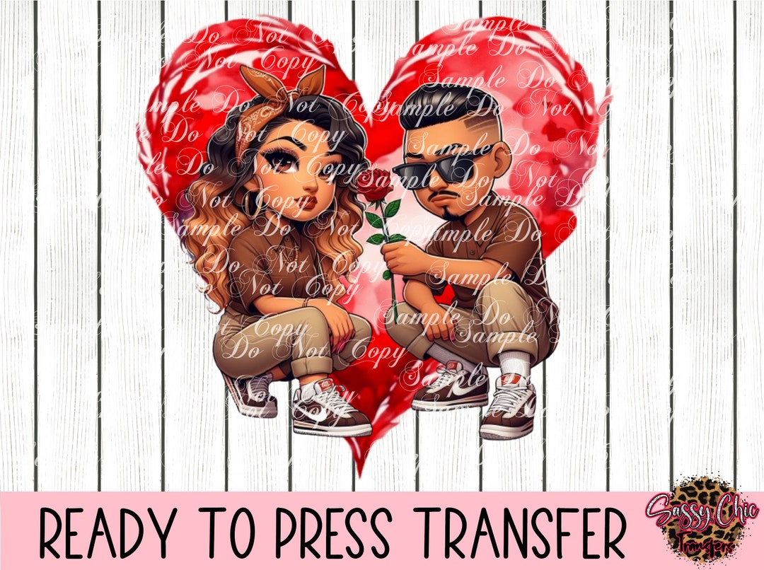 Cute Valentines Cholo Couple Ready to Press Sublimation Transfer or DTF ...