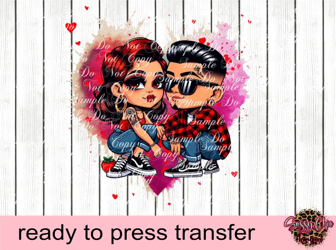 Valentines Cholo Couple | Ready to Press Sublimation Transfer or DTF ...