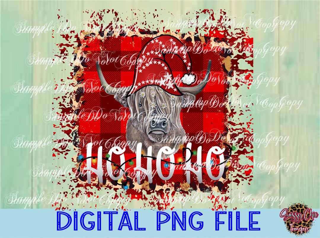 Ho Ho Ho Highland Cow | Digital Download, PNG File, High Resolution ...