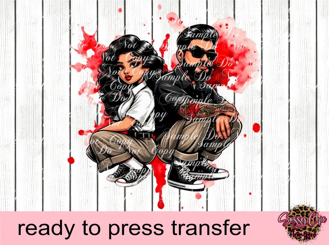 Valentines Cholo Couple Ready to Press Sublimation Transfer or DTF ...