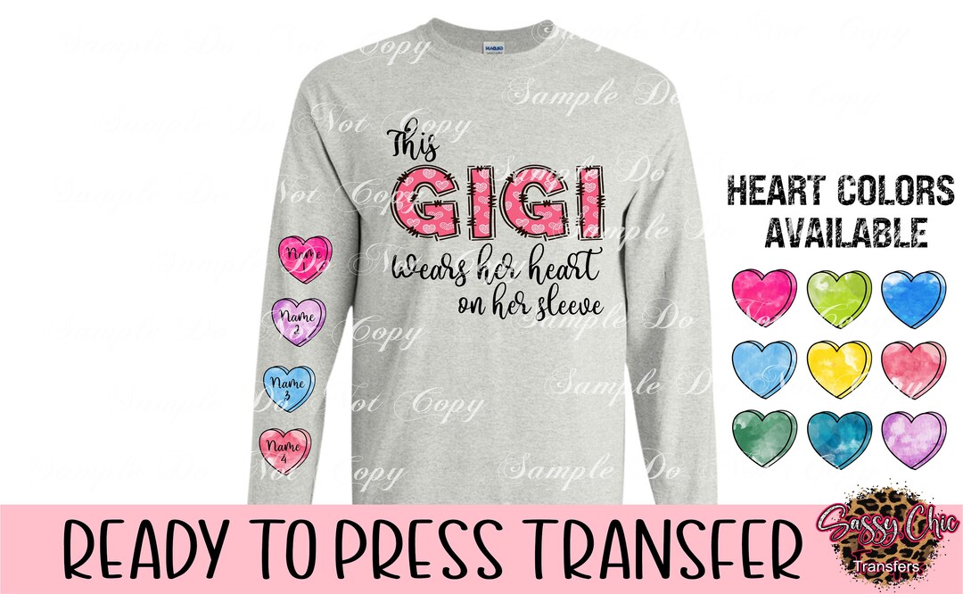 This Gigi Wears Her Heart on Her Sleeves Ready to Press Sublimation ...