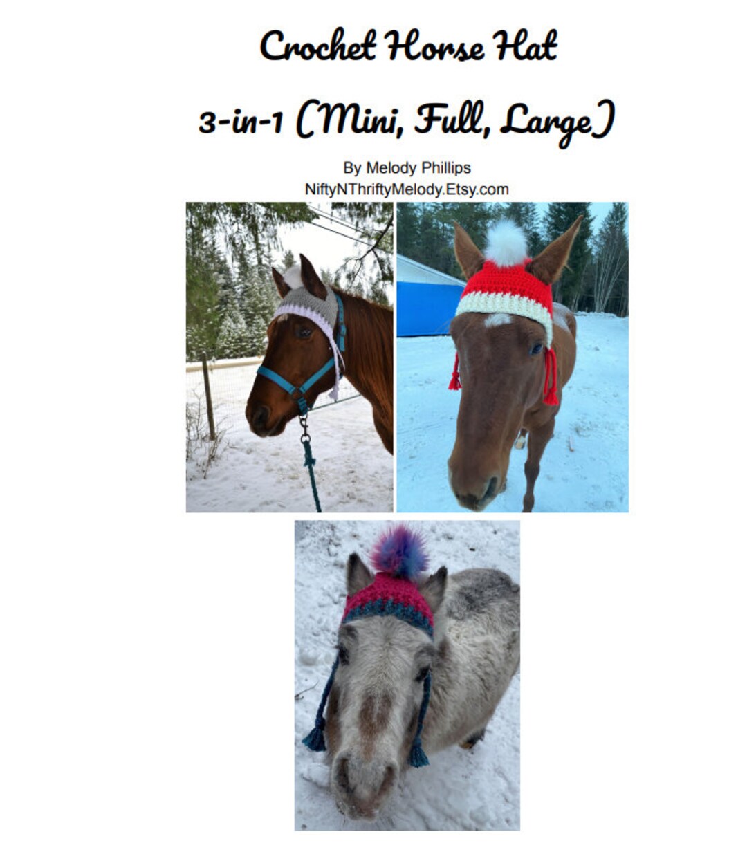 Crochet *PATTERN* Horse Hat, Mini/full/large - Etsy