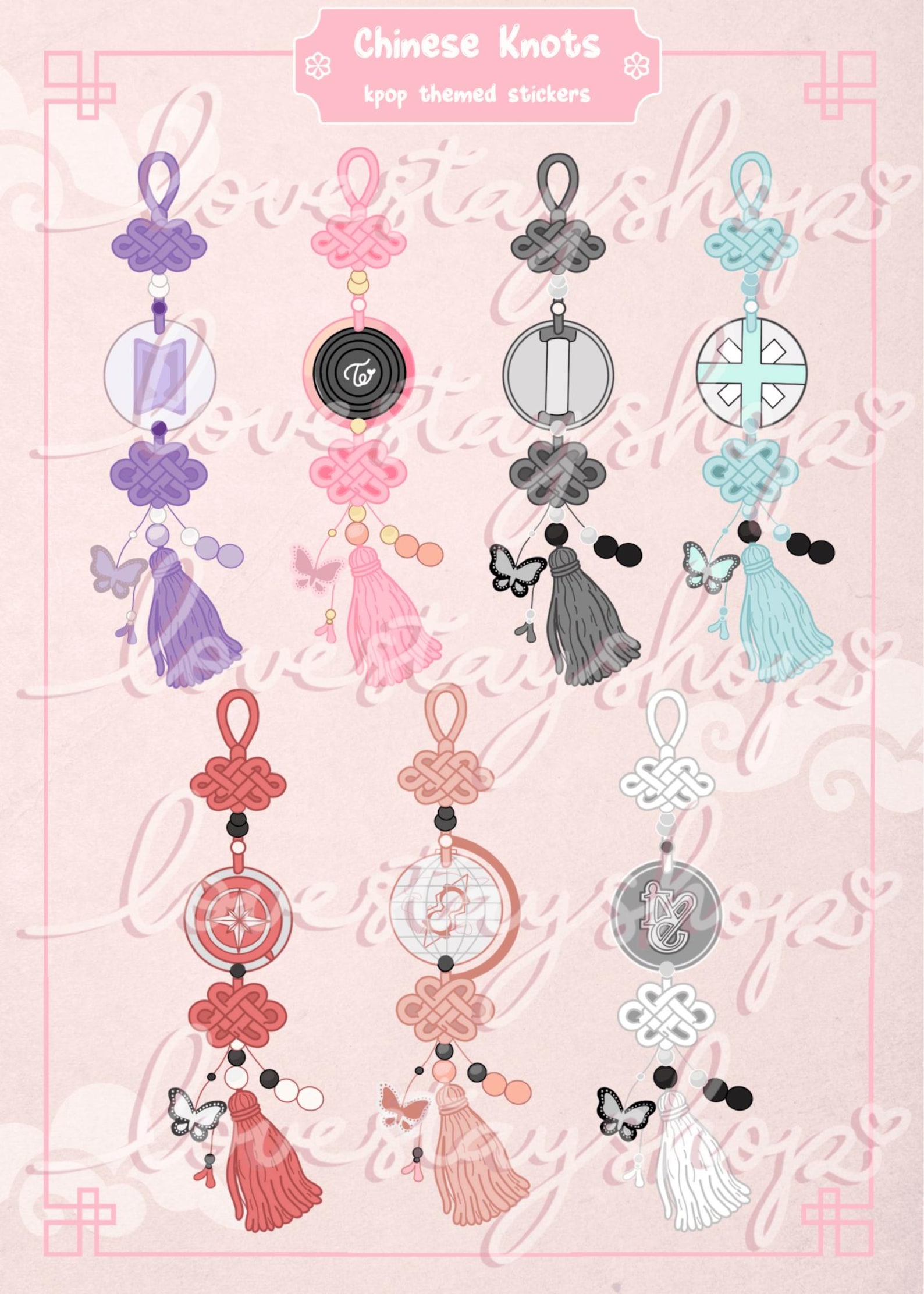 Chinese Knot Stickers – K-pop Inspired | Lucky Tassel Designs - Etsy