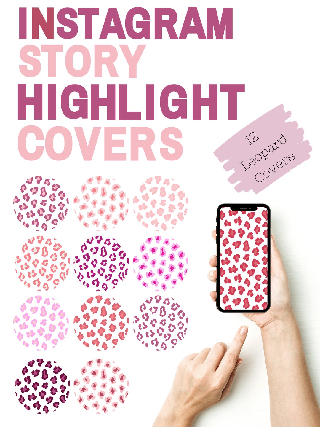 Pink Variety Leopard Instagram Story Highlight Covers, IG Stories ...