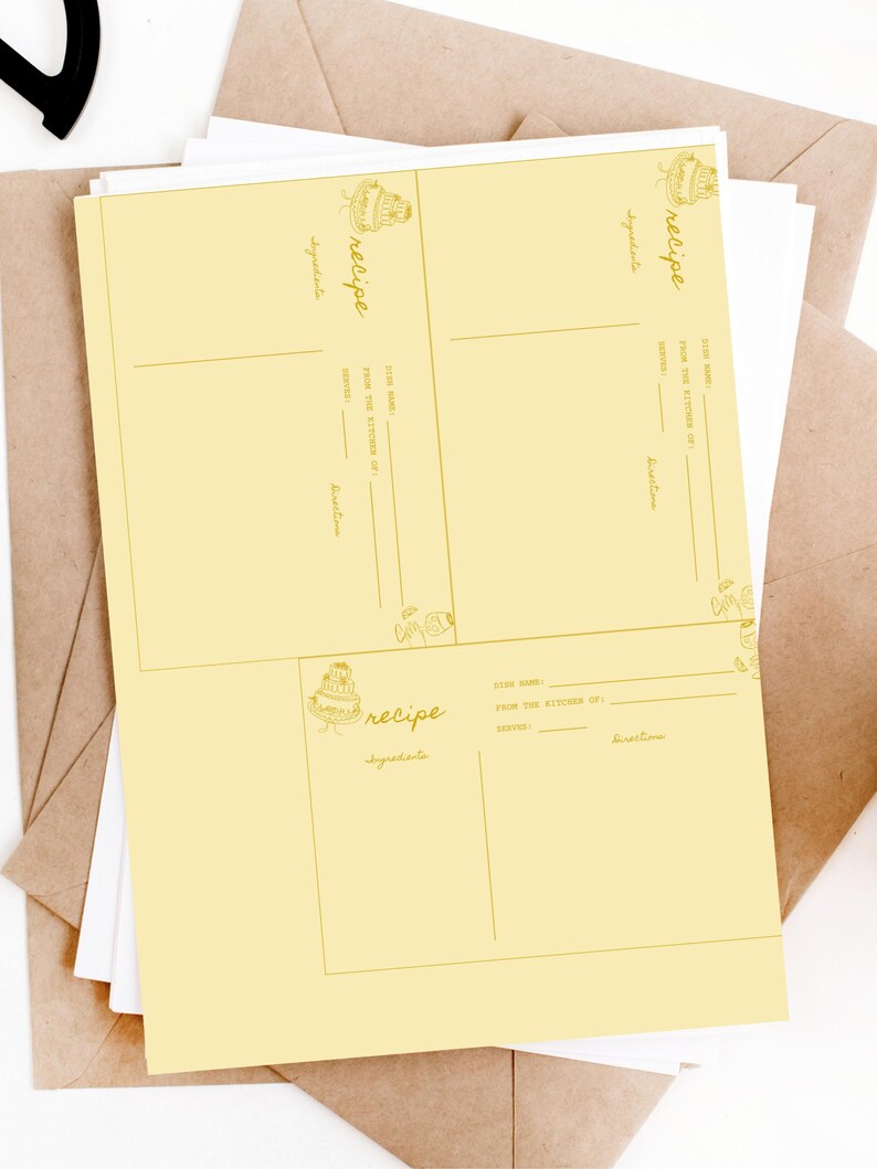 Printable Recipe Cards - Etsy