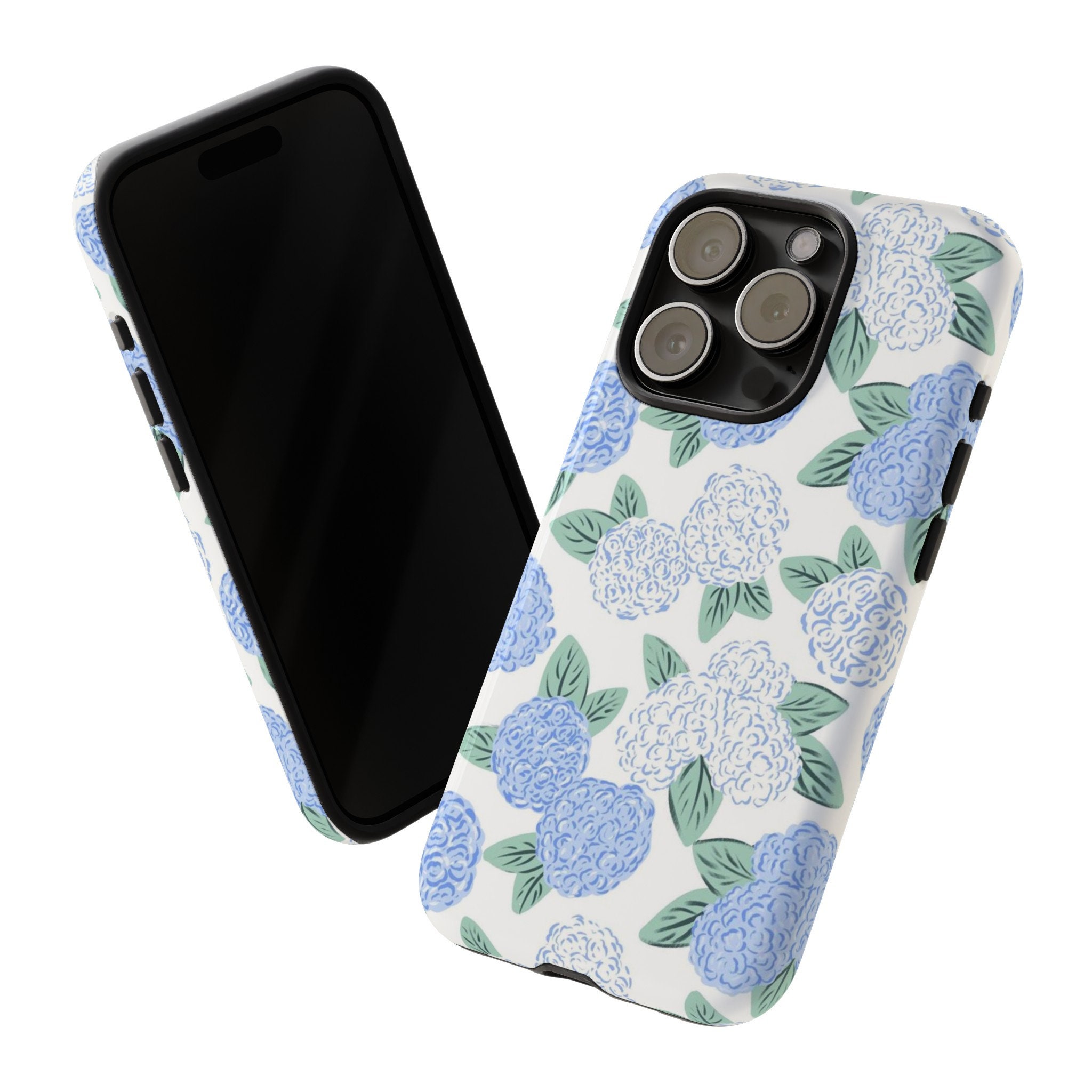 Preppy Hydrangea Blue Floral iPhone Tough Case - Stylish Floral Phone ...