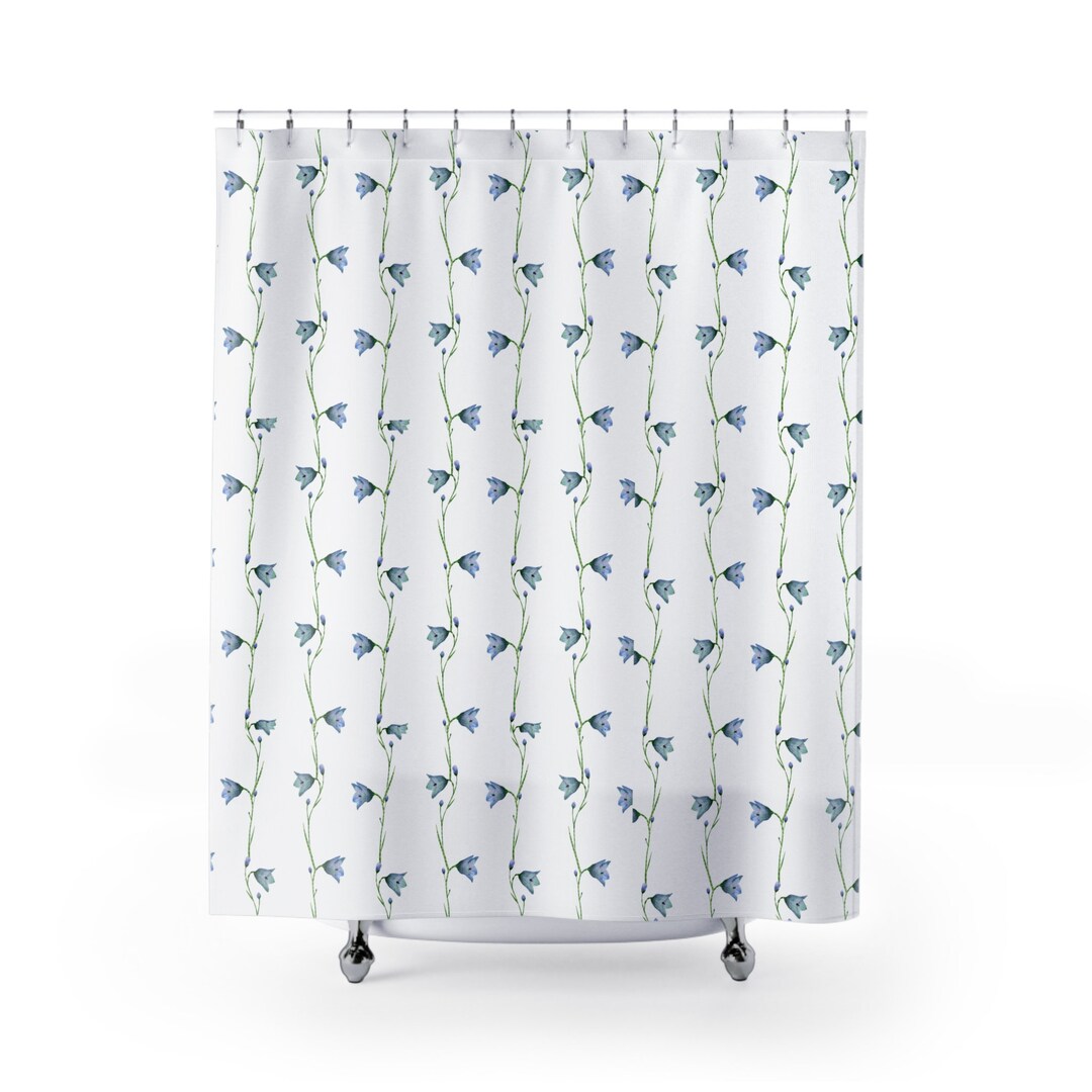 Shabby Chic Cottage Shower Curtain - Dainty Blue Flowers - Vintage ...