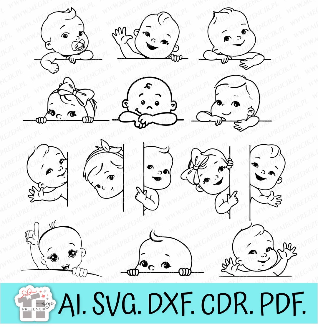 Baby Svg, Newborn Svg, Kids Portrait Clipart, Cute Baby Svg, Baby Face ...