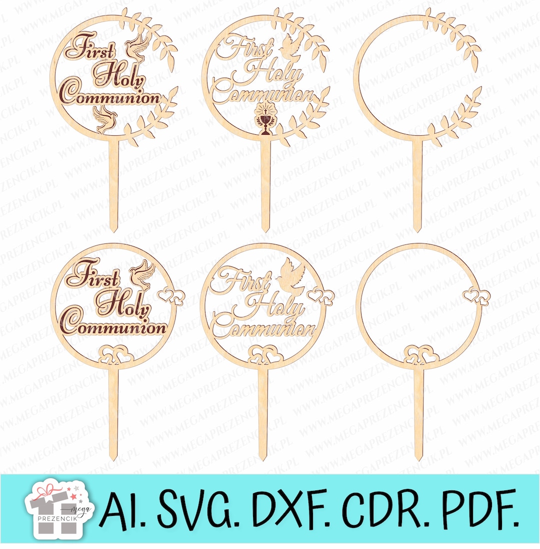 Cake Topper Svg Laser Cut. First Holy Communion Topper IHS Laser Cut ...
