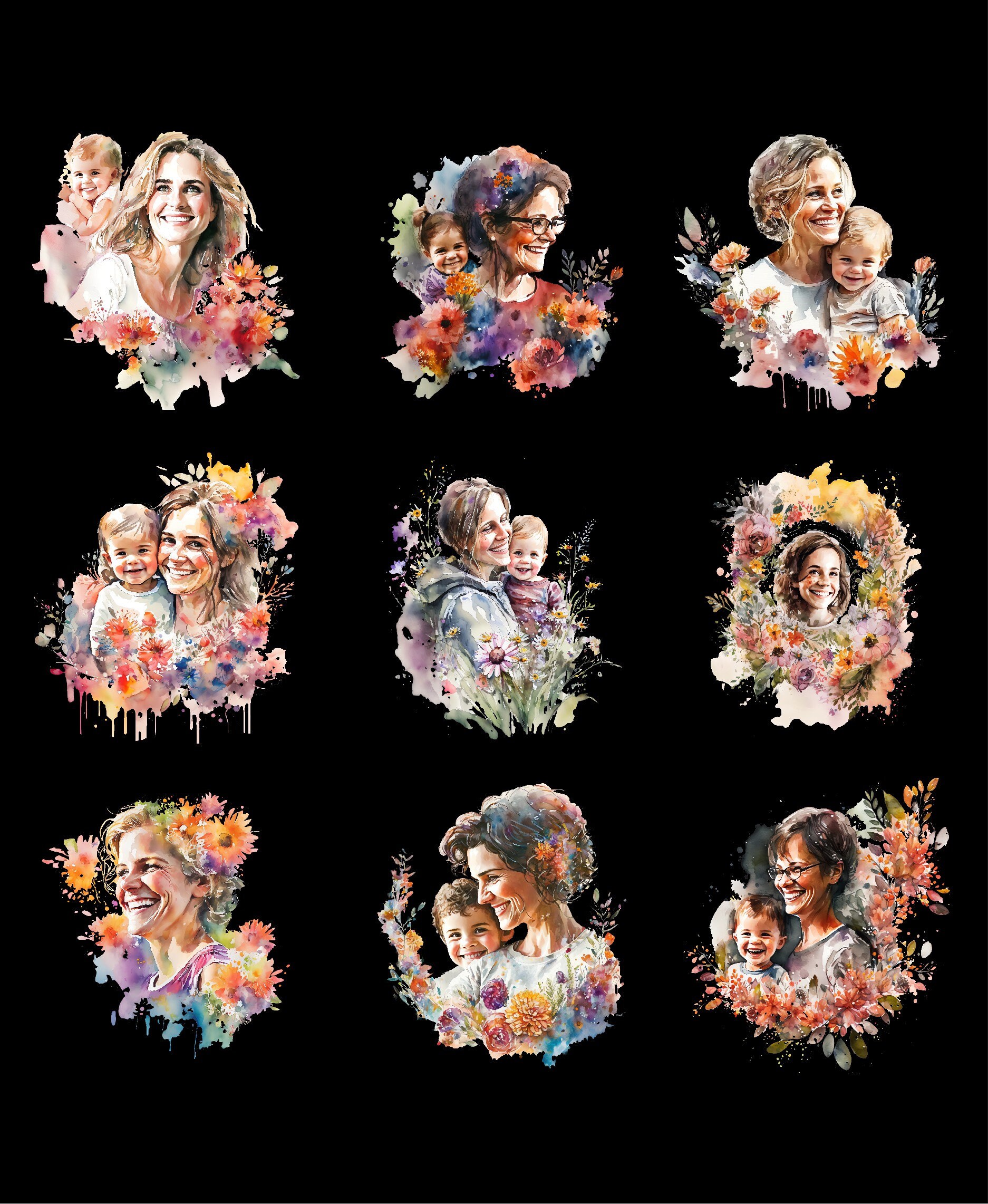Mom Watercolor Clipart, Digital Download, Mother's Day PNG Graphics ...