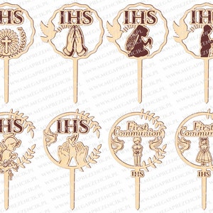 Cake Topper First Holy Communion | IHS Svg | Topper Designs | Communion ...