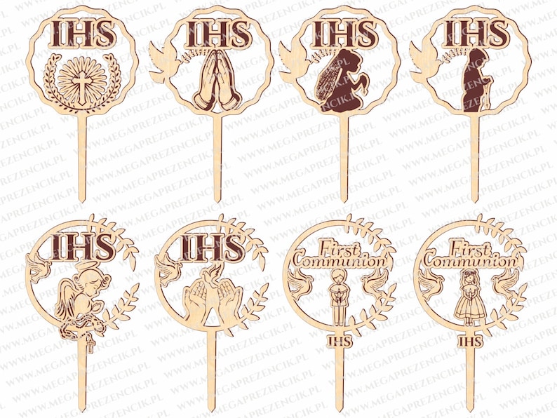 Cake topper First Holy Communion IHS svg topper designs - Etsy México