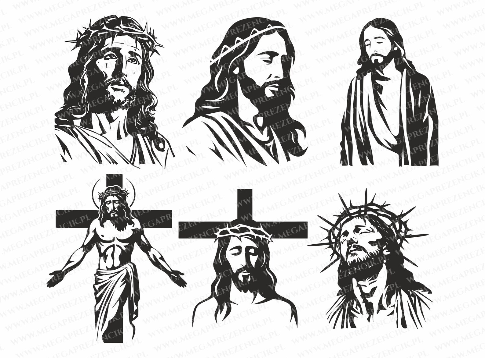 Jesus Vector Graphics Set. Jesus on the Cross Svg Laser. Jesus Vector ...