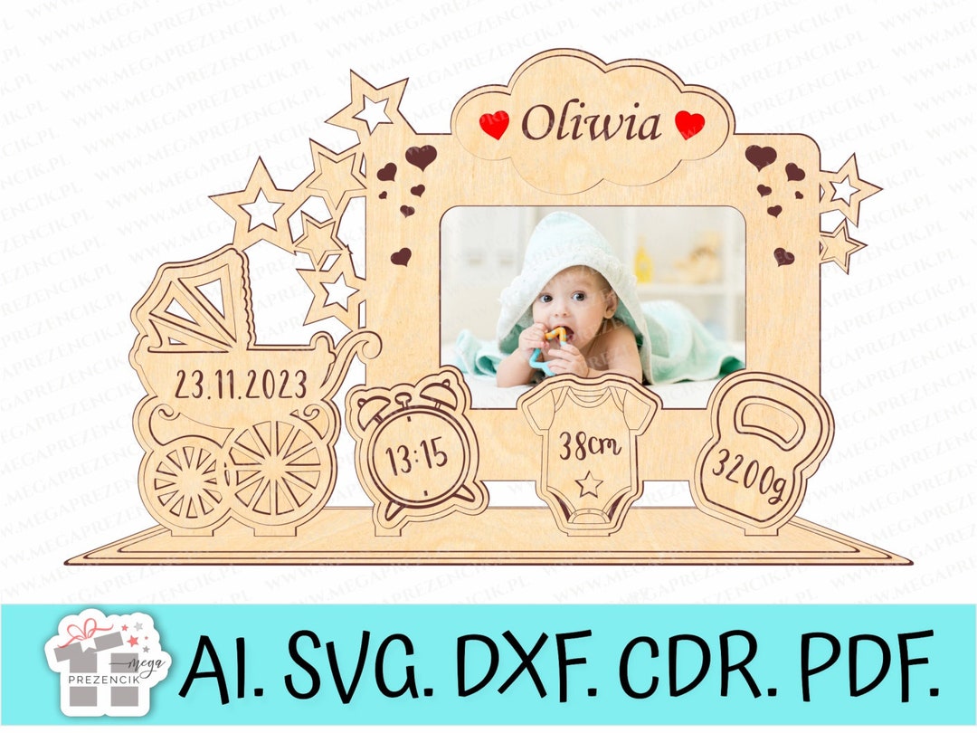 Laser Cut Baby Registration Frame. Picture Frame. Child's Birth ...