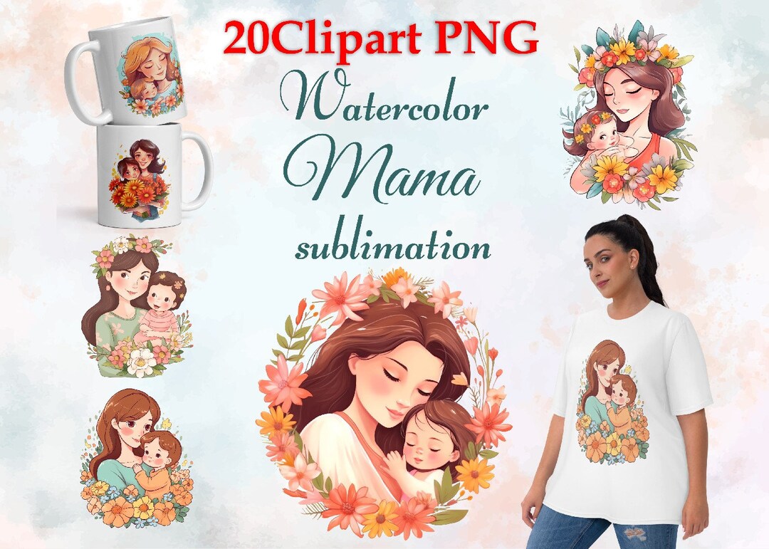 Mom Watercolor Clipart, Digital Download, Mother's Day PNG Graphics ...