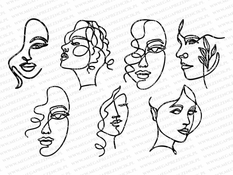 Woman Face Linear Topper. One Line Profile of a Woman Line - Etsy