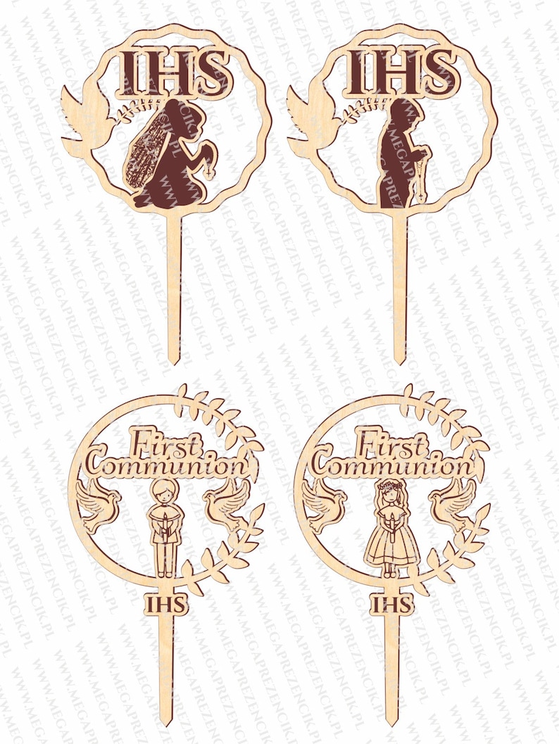 Cake topper First Holy Communion IHS svg topper designs - Etsy México