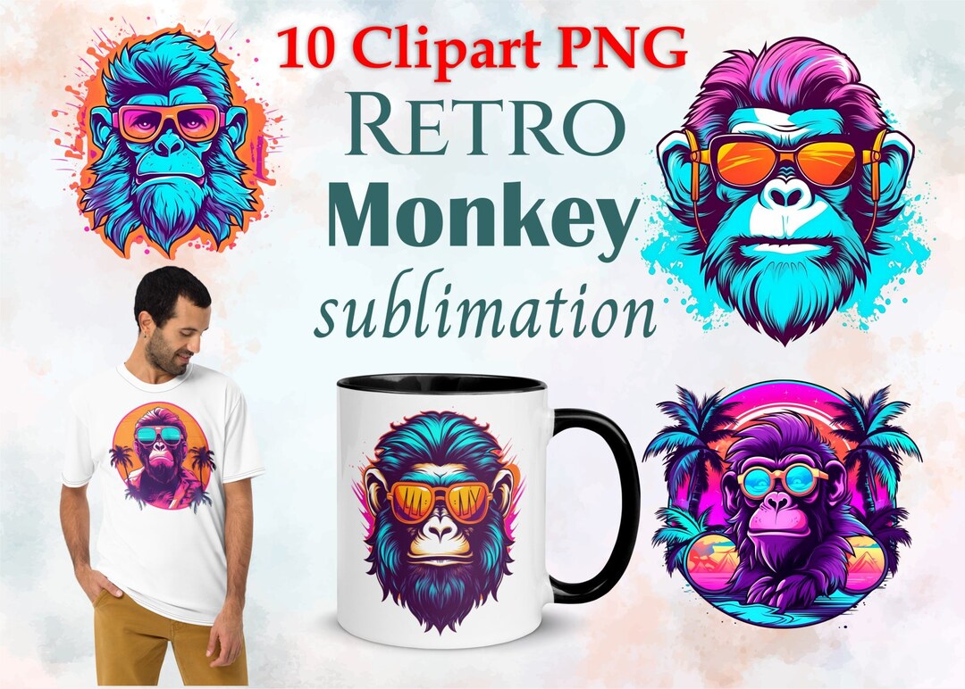 Retro Monkey Graphics Png, Monkey Head Png, Funny Monkey for T Shirt ...