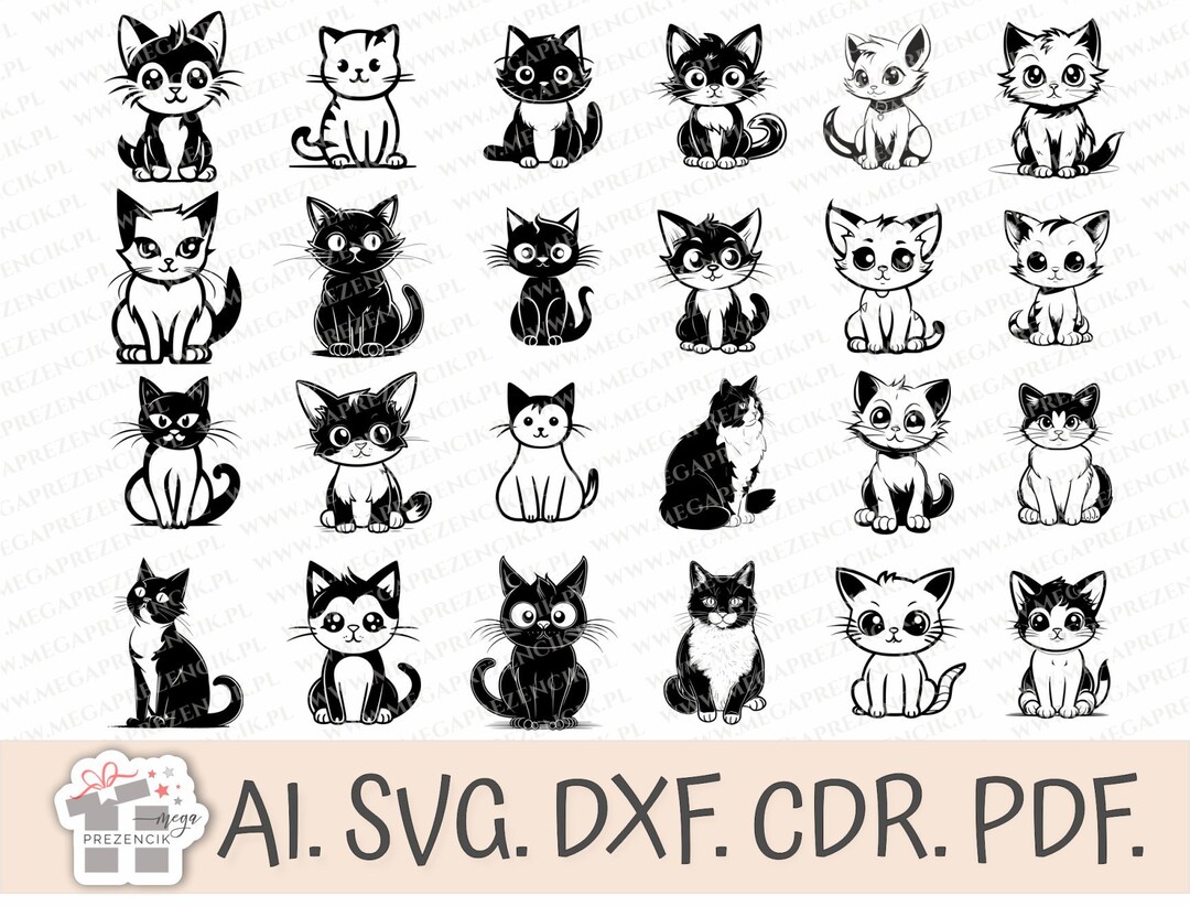 Vector Graphics of Cats. Cats Bundle Svg, Baby Cat Svg, Clipart Cat ...