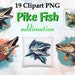Fishing Graphics. Pike Pattern for a T-shirt and Mug. Angler Set Png ...