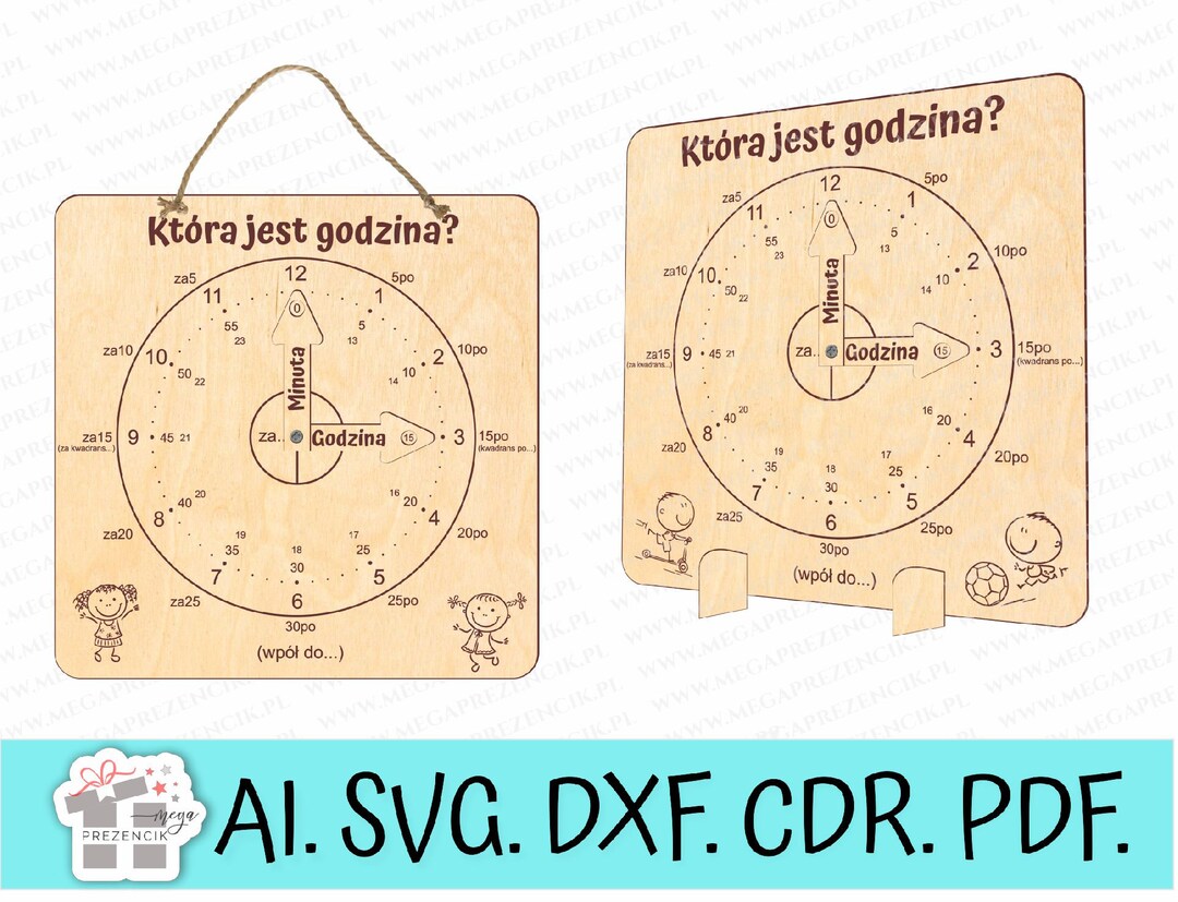 Educational Clock for Learning for a Child. Hanging Clock and Standing ...