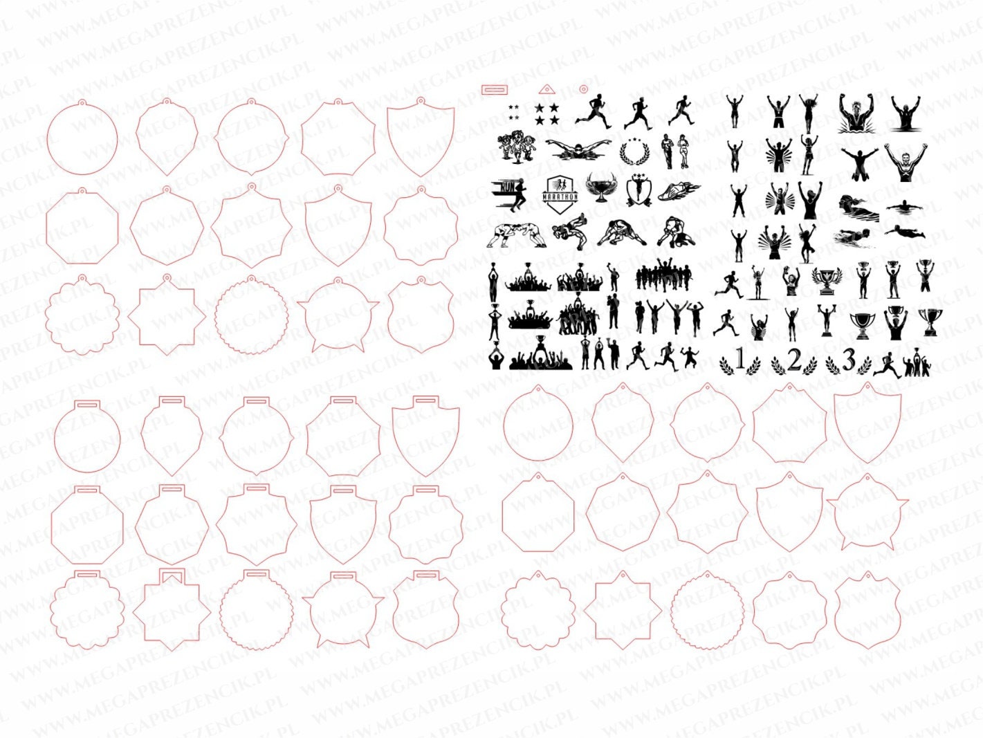 Laser Cut Medal Designs, Different Shapes of Medals. Trophy Svg ...
