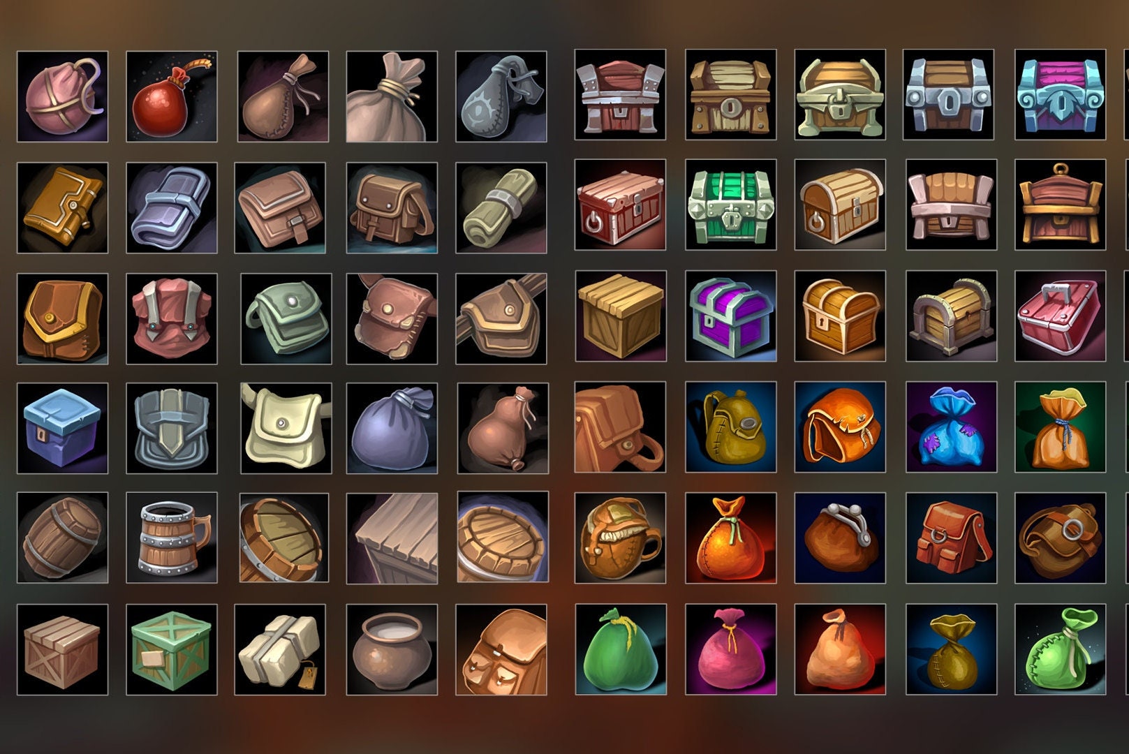 Bags and Boxes - Icons - Video Game - RPG - Dnd - High Quality Clip Art ...