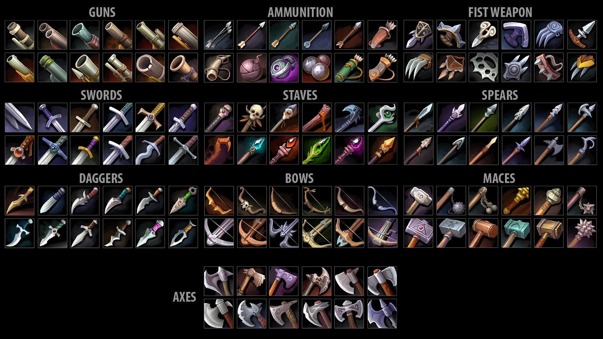 Fantasy Weapons Icons Video Game RPG Dnd High Quality Clip Art - Etsy