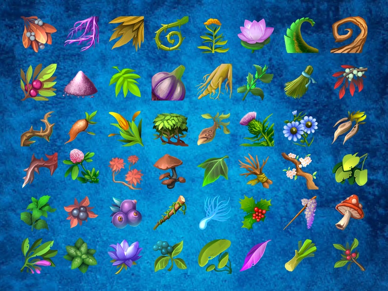 Herbs & Nature Game Icons – RPG, Dnd Clip Art (PNG) - Etsy