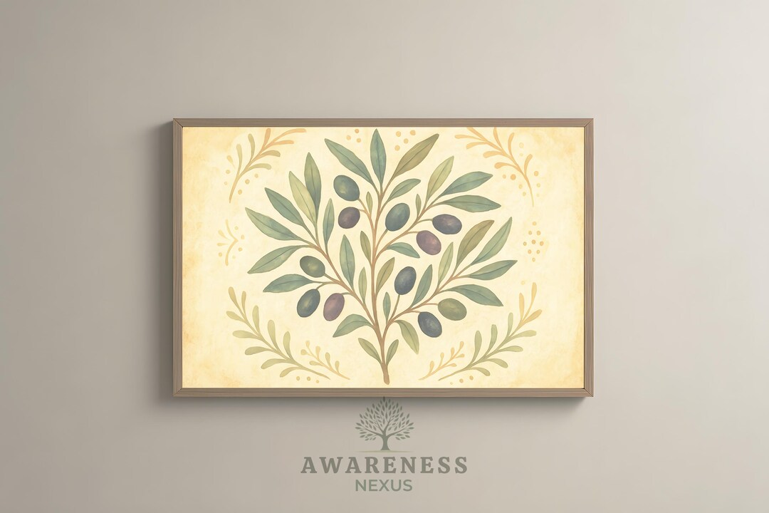 Olive Branch · Folk Art · Floral Watercolor Painting · Printable Wall ...