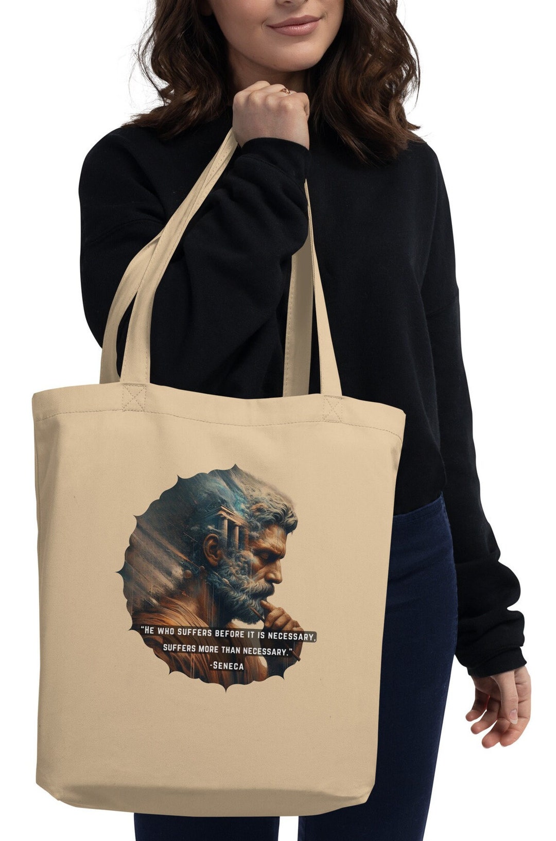 Roman Stoicism Inspirational Quote Seneca Tote Bag for Friend Gift for ...
