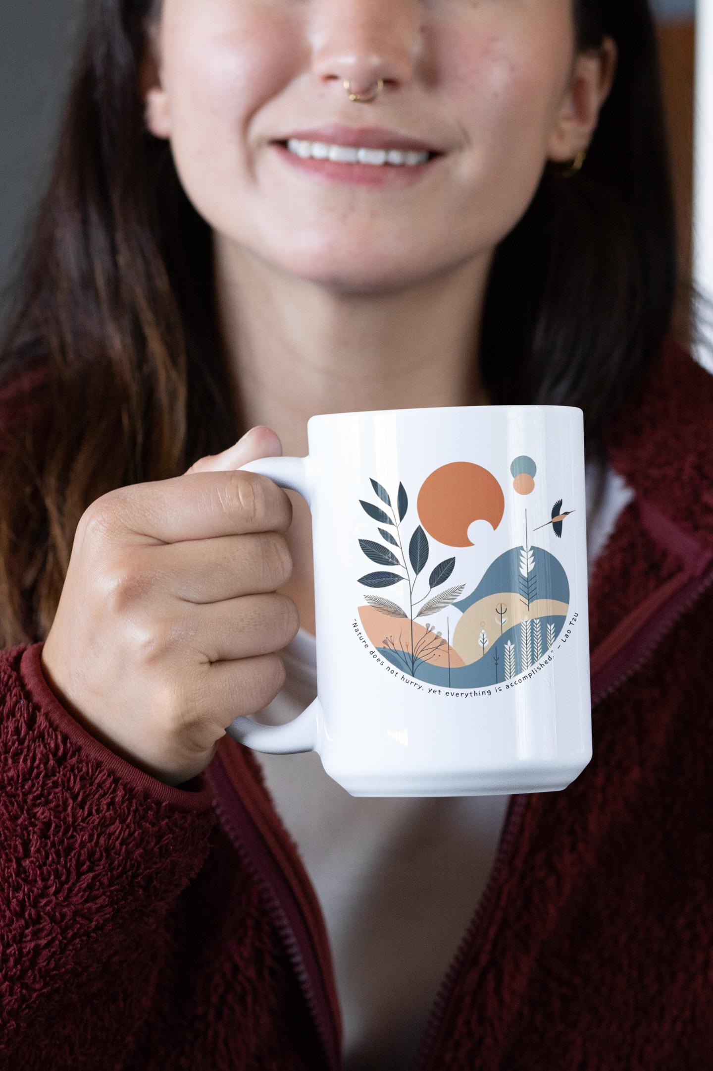 Lao Tzu Quote Mug | Minimalist Nature Scene Cup | Taoism Philosophy ...