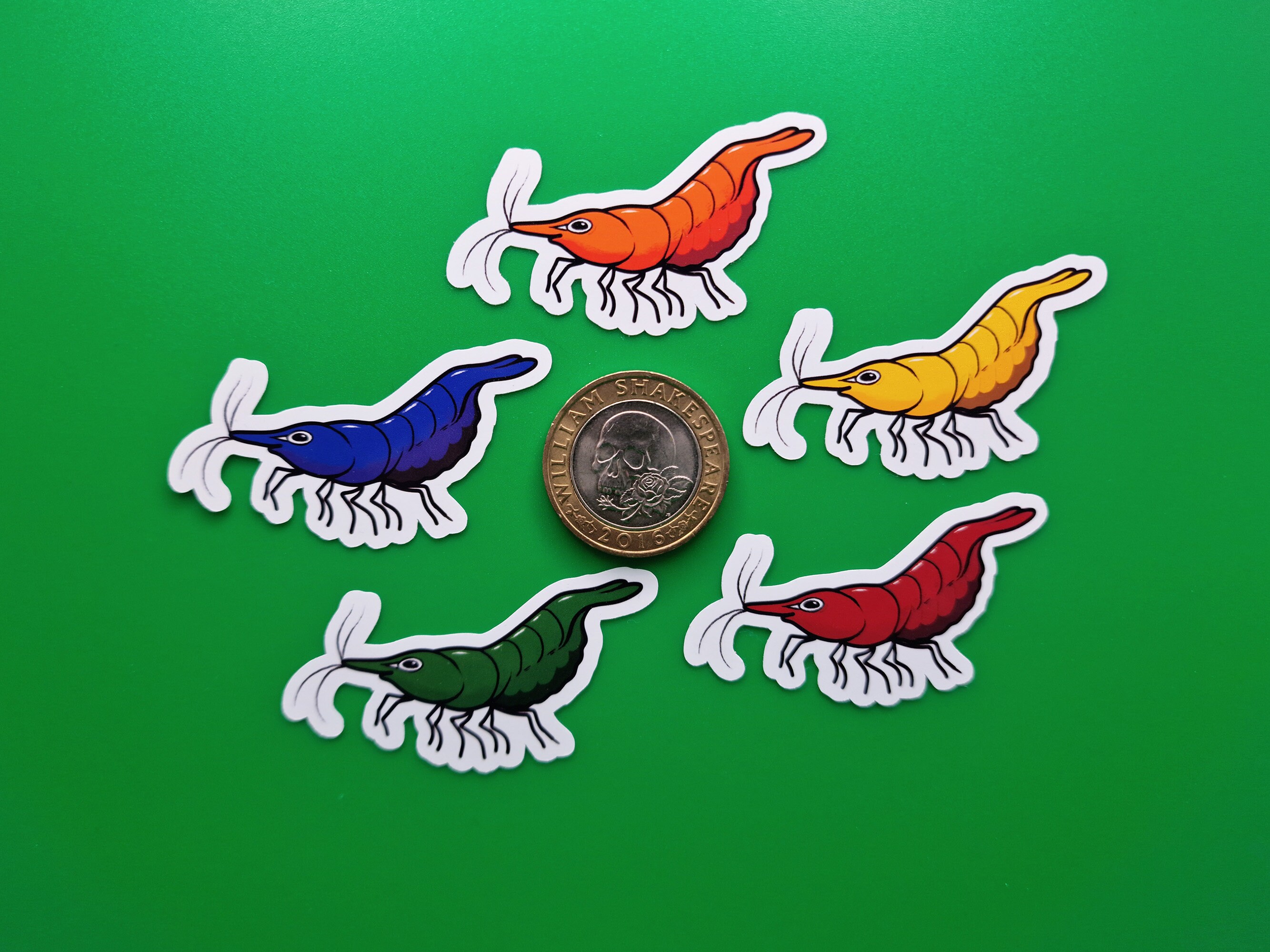 Rainbow Cherry Shrimp Sticker - 5 Bright Colours Set - Aquarium Fish ...