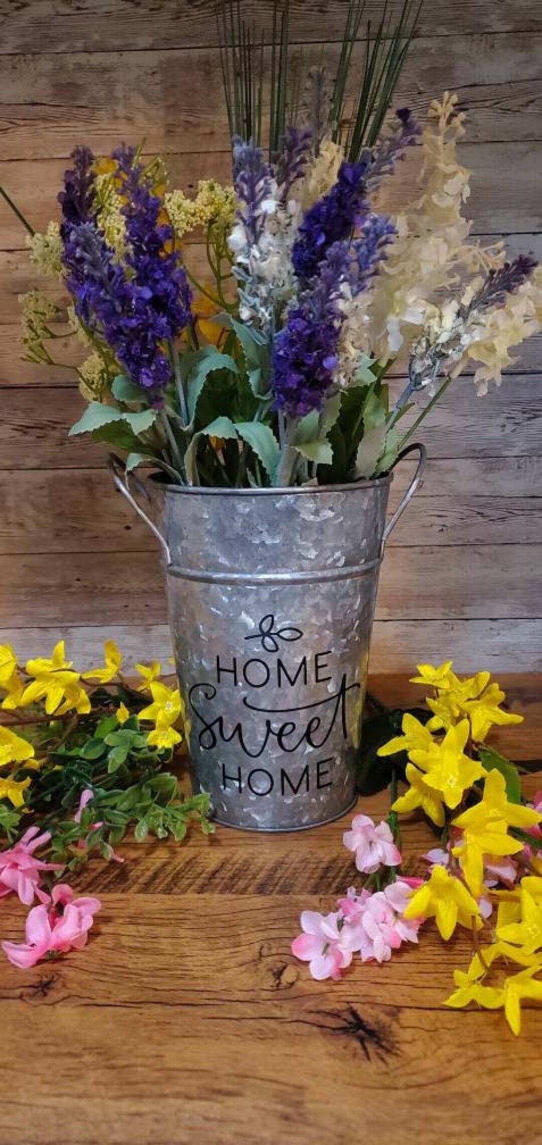 Farmhouse Flower Bucket, Galvanized Flower Bucket, Home Sweet Home, - Etsy