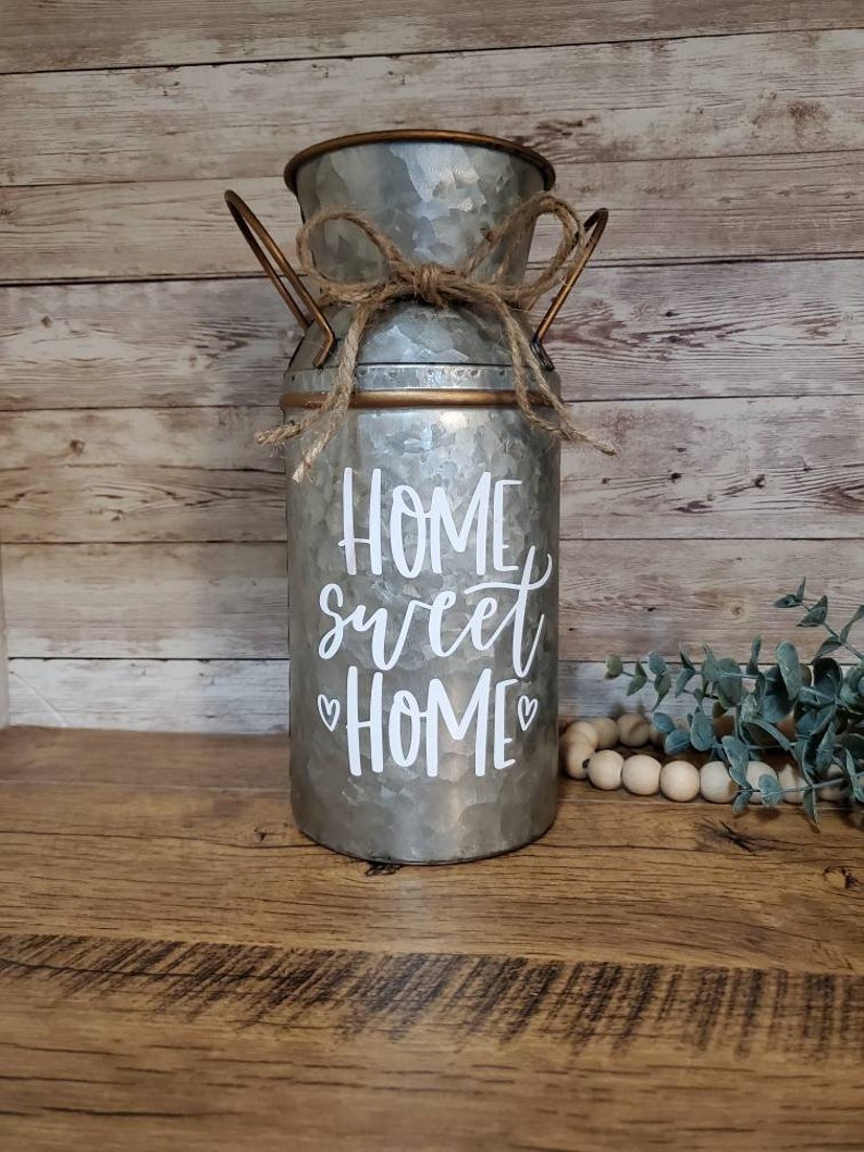 Farmhouse Rustic Milk Can, Galvanized Metal Milk Can, Farmhouse Table ...