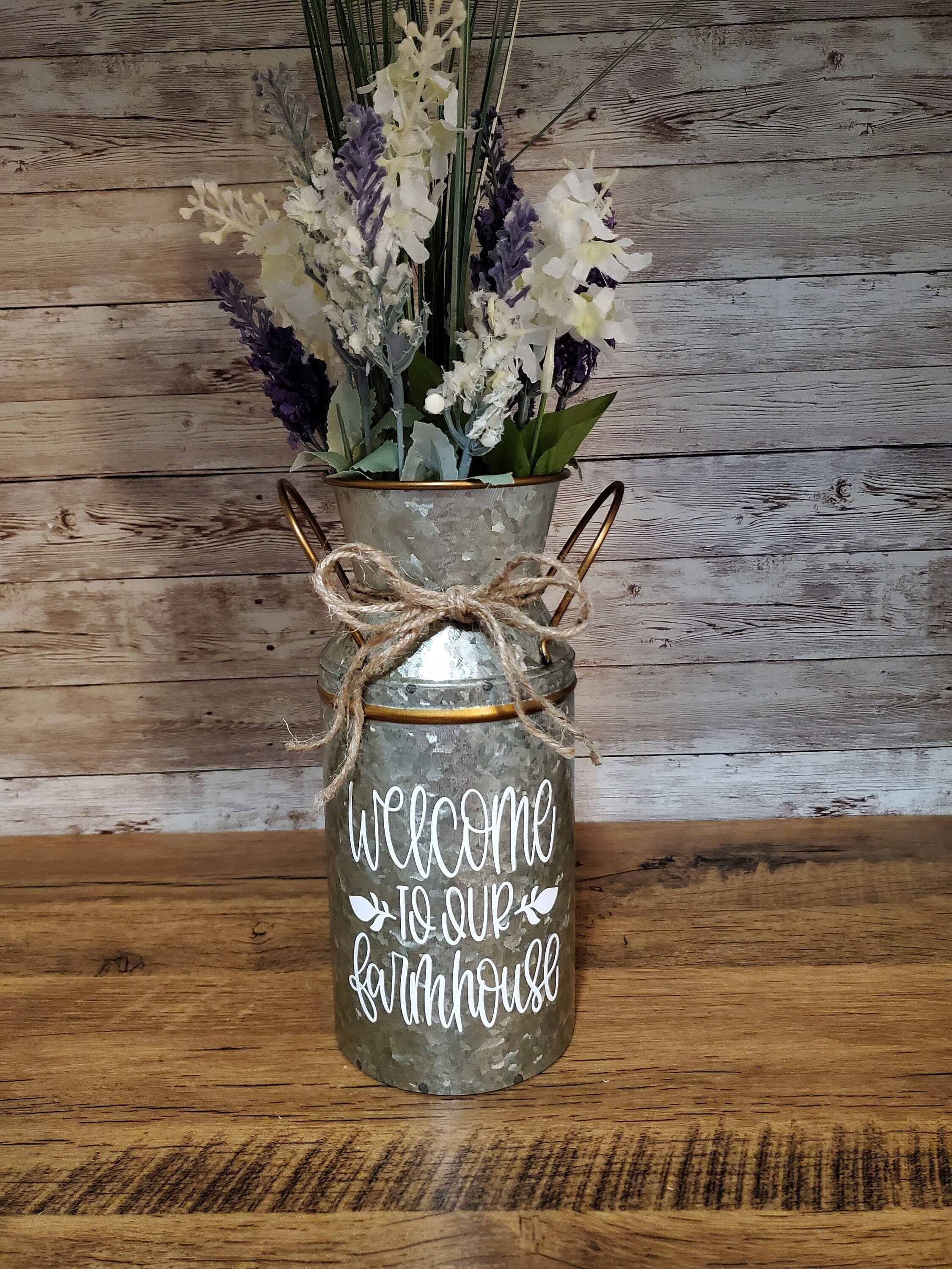 Farmhouse Rustic Milk Can, Galvanized Metal Milk Can, Farmhouse Table ...