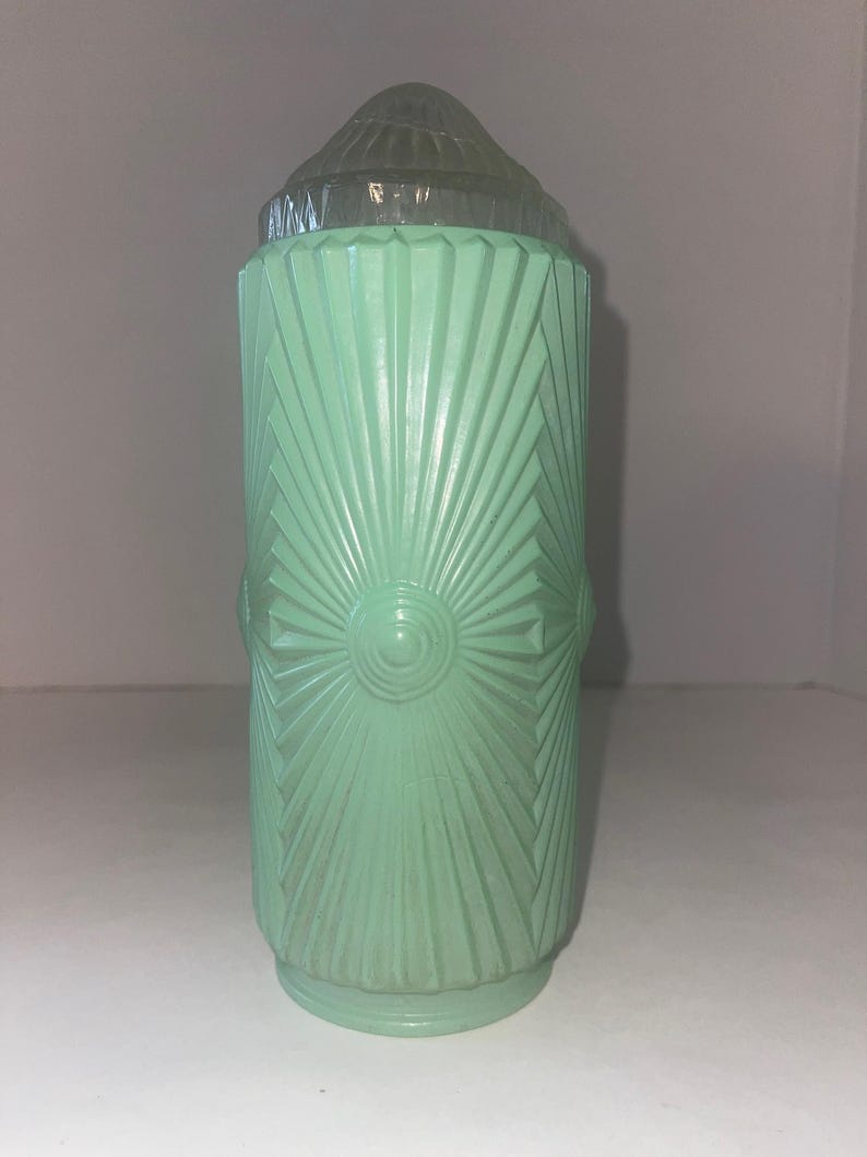 Antique Art Deco Jade Green Skyscraper Glass Lamp Shade RARE - Etsy
