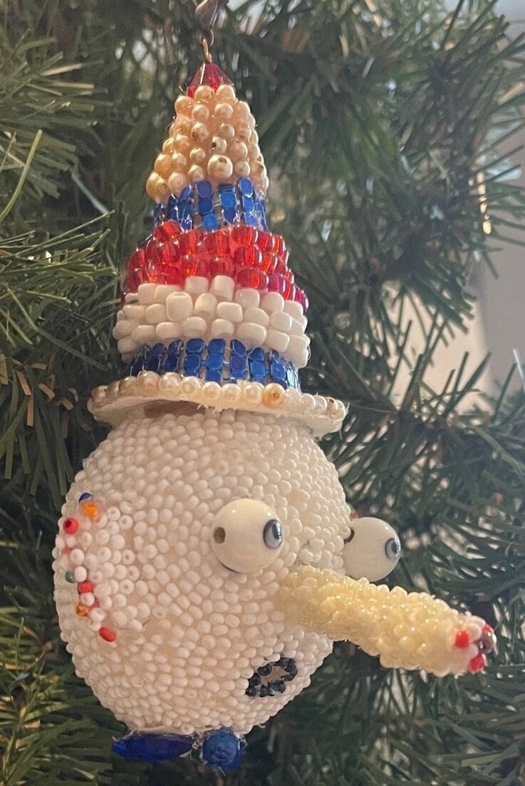 Hand Beaded "pinocchio" Egghead Xmas Ornament - Etsy