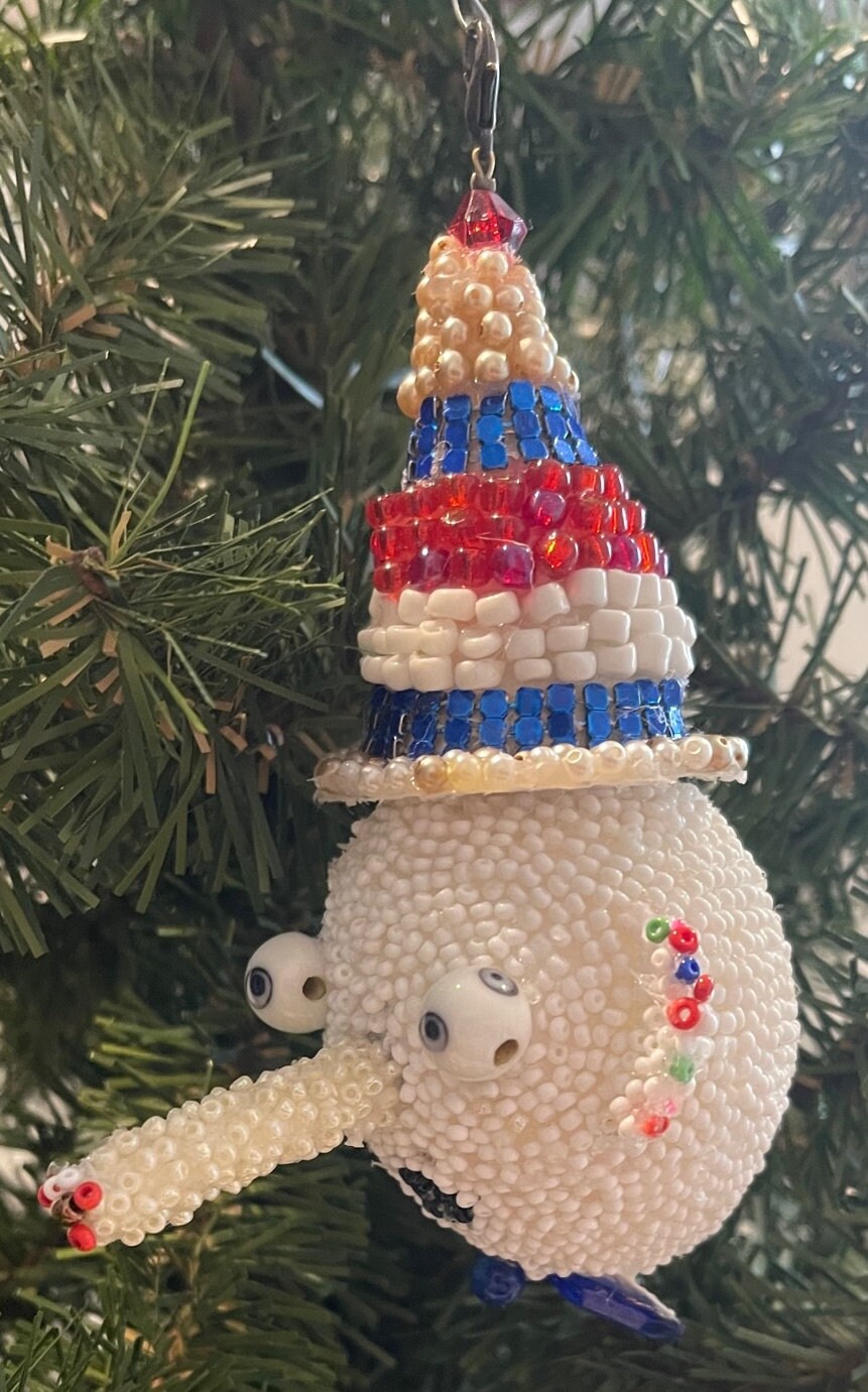 Hand Beaded "pinocchio" Egghead Xmas Ornament - Etsy