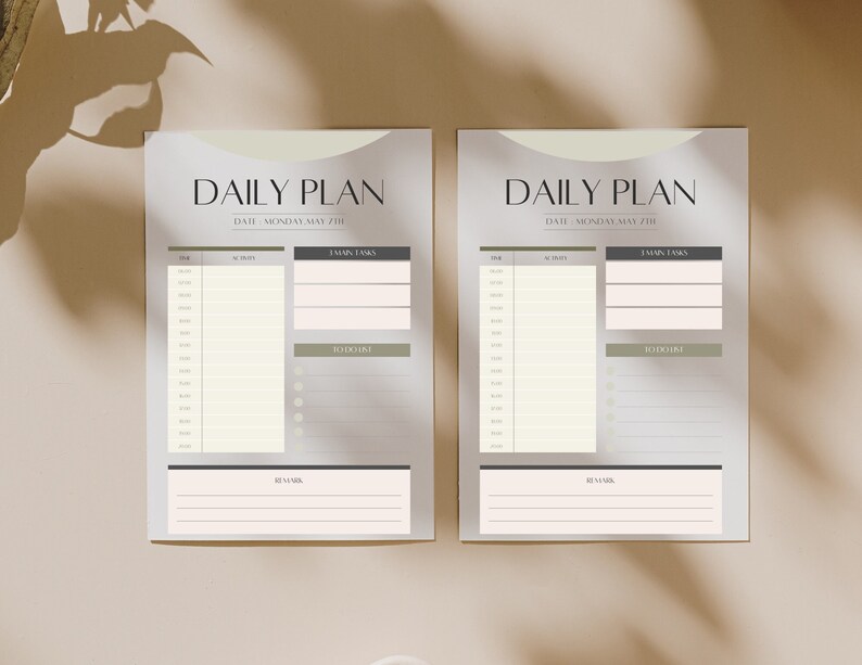 Daily Printable Planning Sheet, Instant Download, Hourly Planning Sheet ...