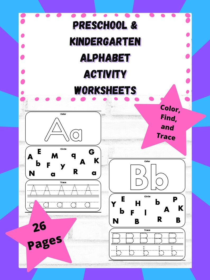 26 Page Printable Preschool Letter Worksheets Color Find - Etsy