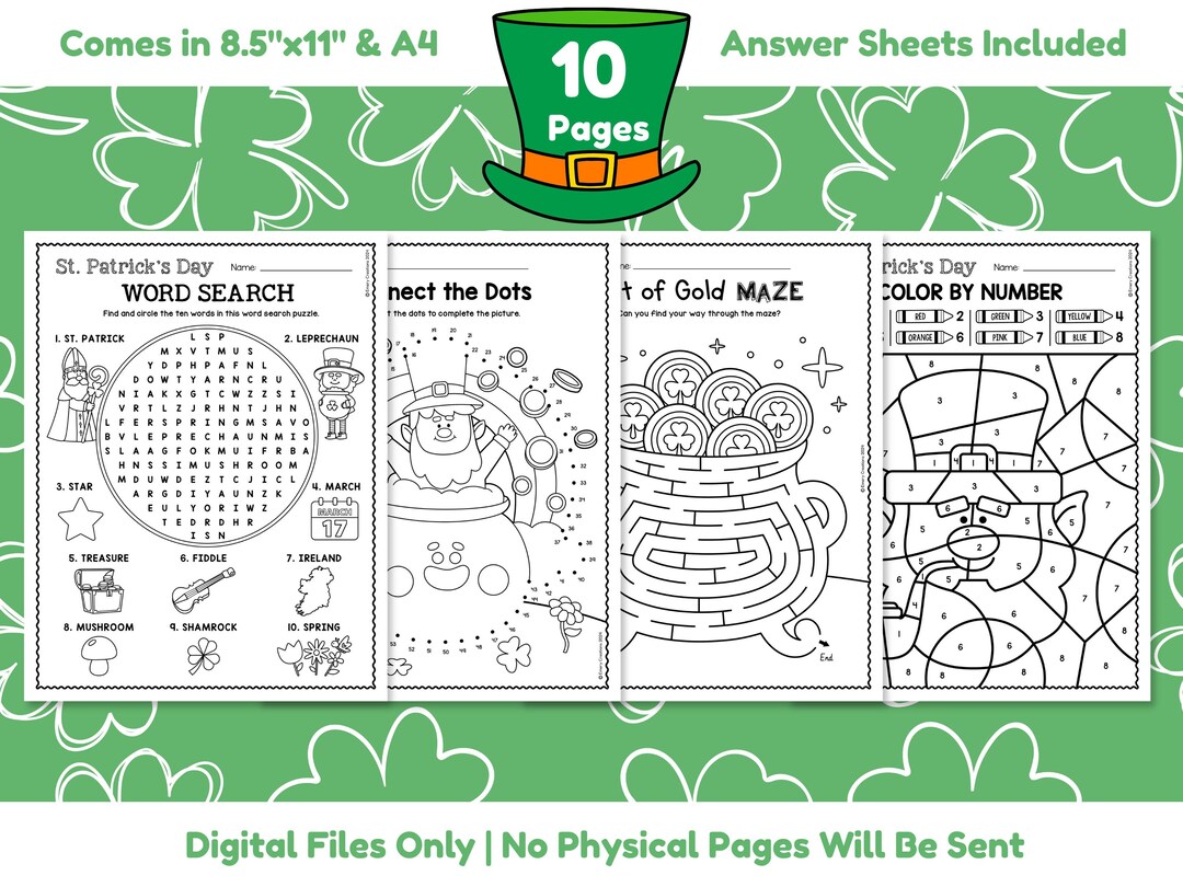 St. Patrick's Day Activity Bundle With Answers | Color by Number ...