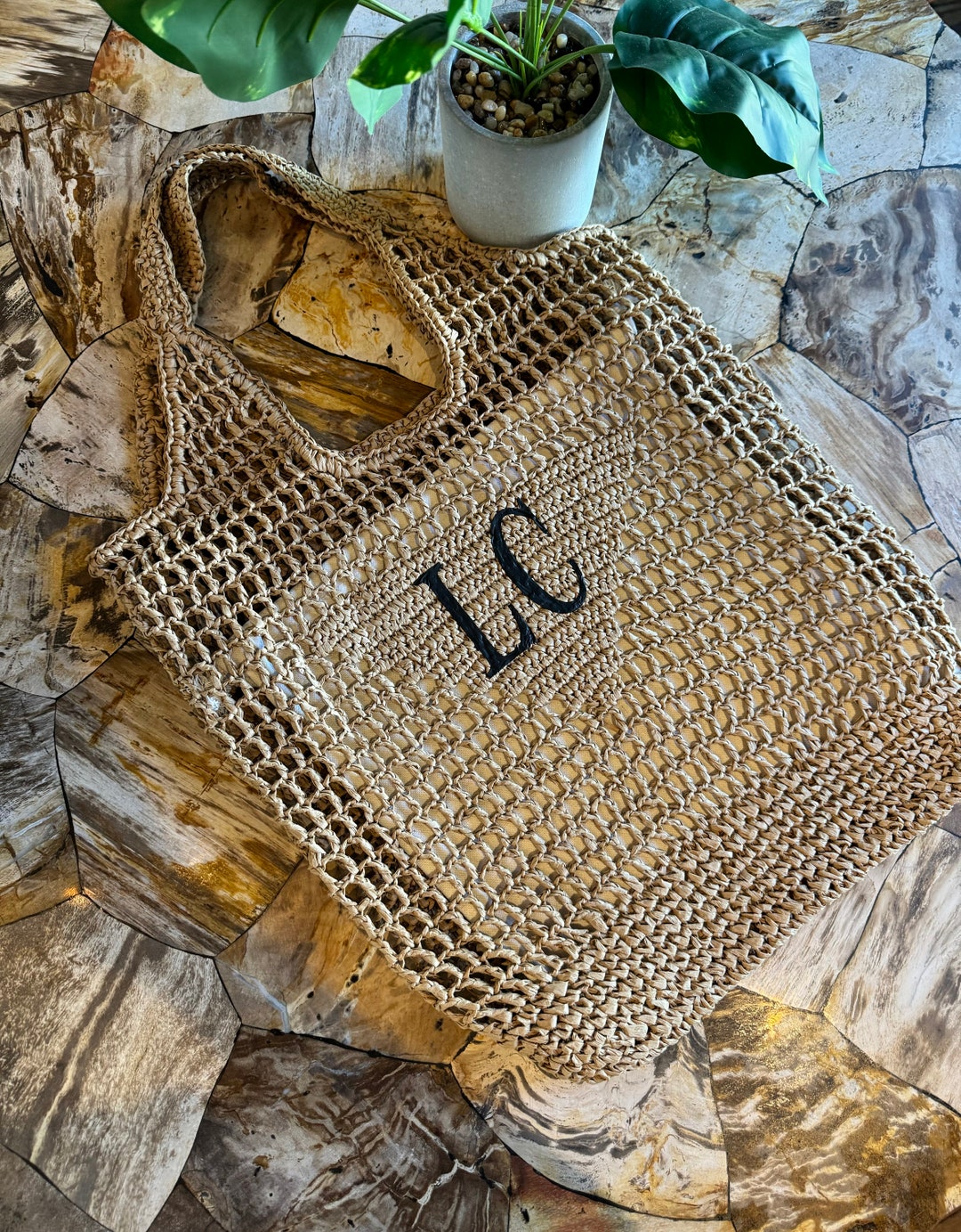 Personalized Raffia Bags| Custom Bags| Raffia Bags With Removable Liner ...