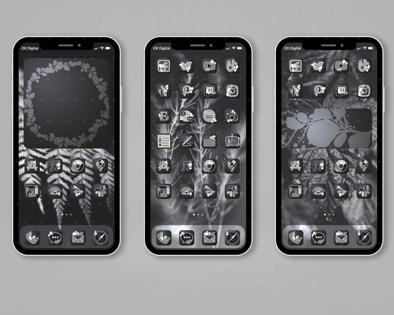 Dark Theme Ios App Icon Aesthetic, Black Ios App Icons With Widgets ...
