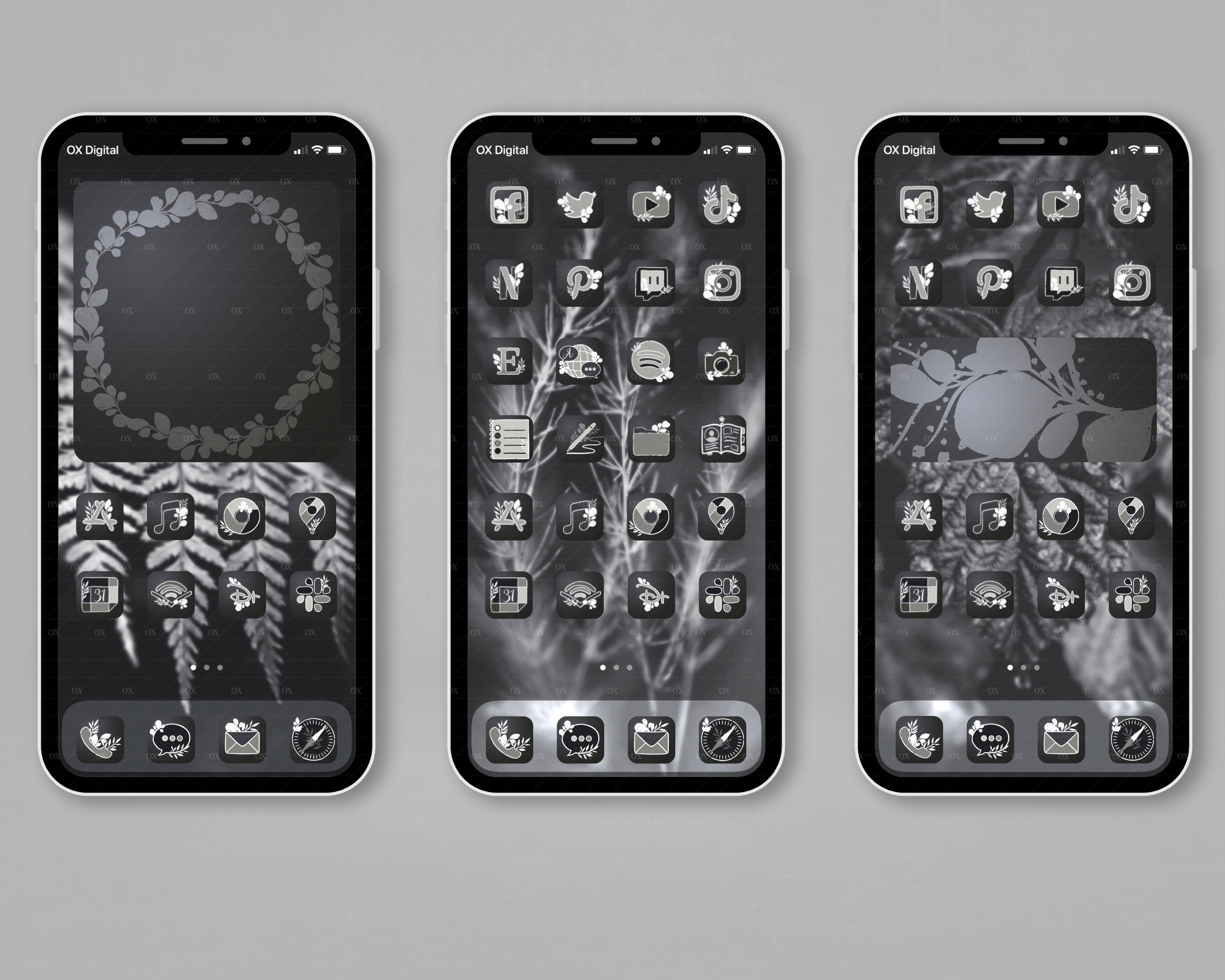 Dark Theme Ios App Icon Aesthetic Black Ios App Icons With - Etsy