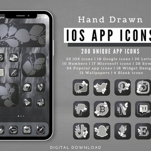 Dark Theme Ios App Icon Aesthetic, Black Ios App Icons With Widgets ...
