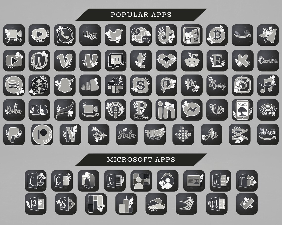 Dark Theme Ios App Icon Aesthetic, Black Ios App Icons With Widgets ...