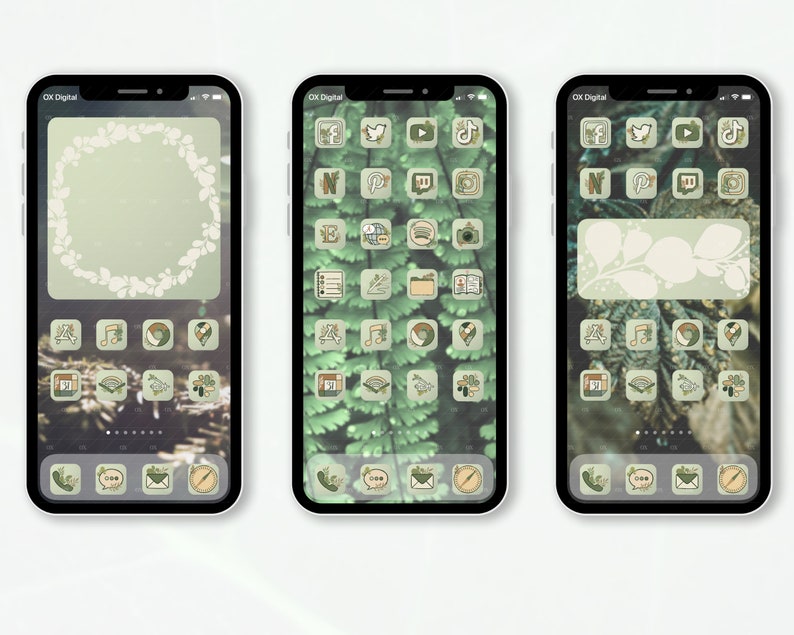 Sage Green Ios 14 App Icons, Nature Green Ios App Icon Pack, Green ...