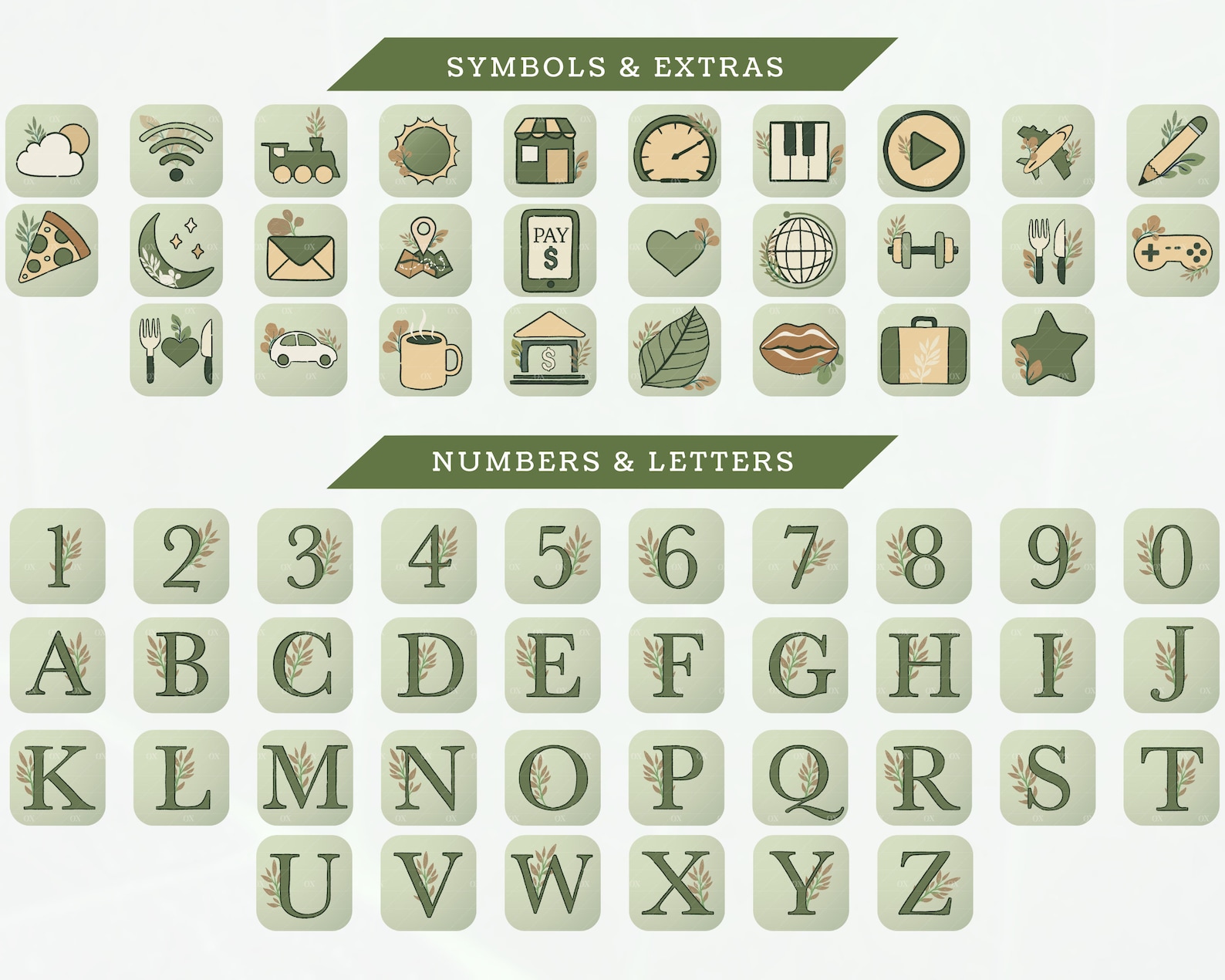 Sage Green Ios 14 App Icons Nature Green Ios App Icon Pack | Etsy