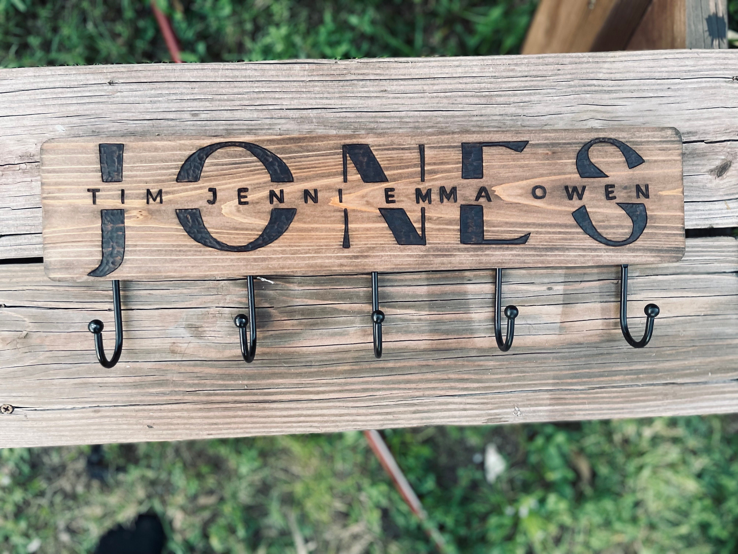Personalized Wood Burned Sign, Custom Wood Burned Sign With Hooks, Wood ...